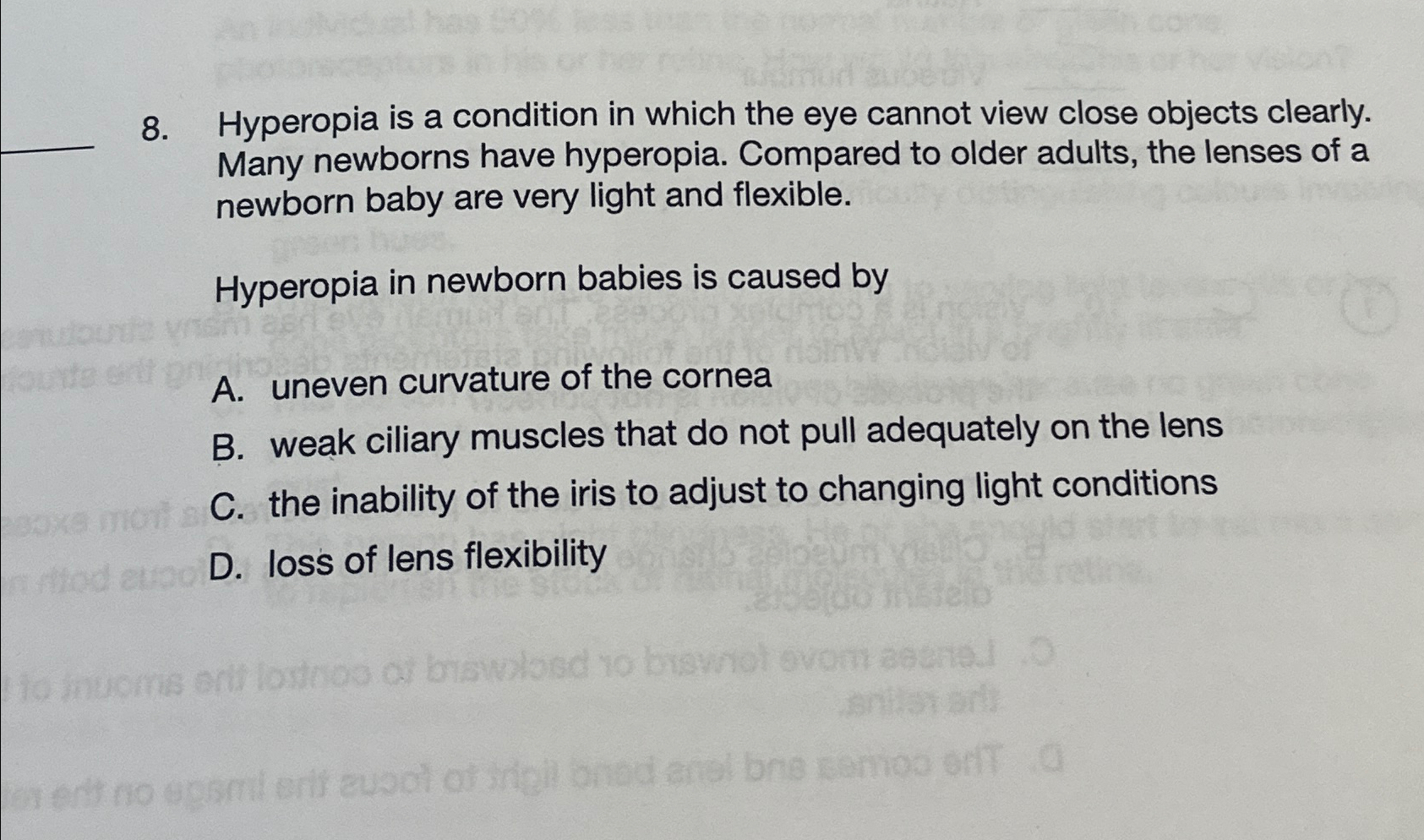 Solved Hyperopia is a condition in which the eye cannot view | Chegg.com