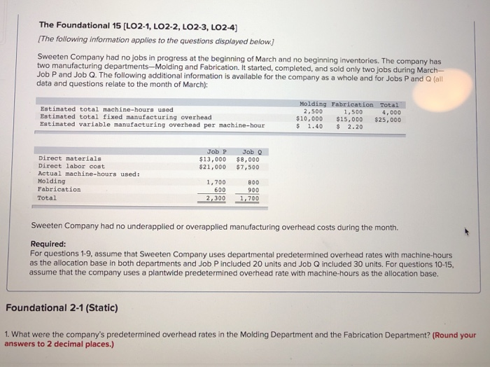 Solved The Foundational 15 (LO2-1, LO2-2, LO2-3, LO2-4) (The | Chegg.com