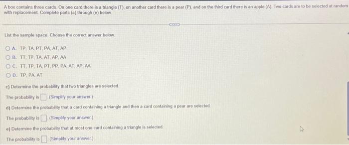 Solved A box contains three cards On one card there is a | Chegg.com