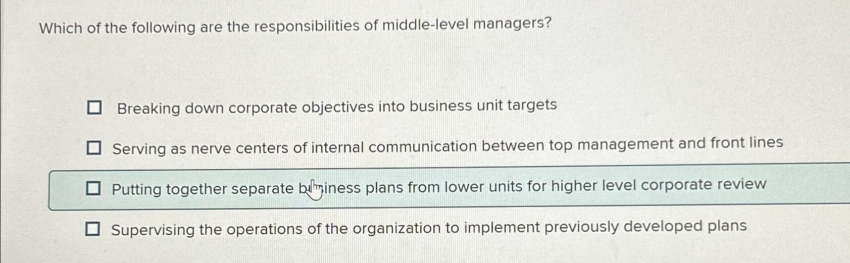 Solved Which of the following are the responsibilities of | Chegg.com