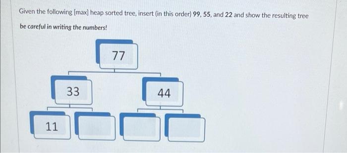 Solved Given the following (max] heap sorted tree, delete | Chegg.com
