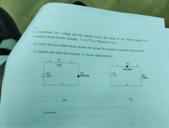 Solved Q3) a) Determine the voltage and the current across | Chegg.com