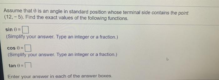 Solved Assume that is an angle in standard position whose | Chegg.com