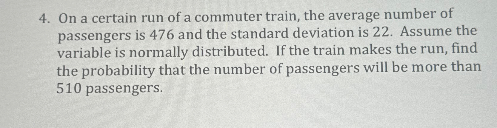 Solved On a certain run of a commuter train, the average | Chegg.com
