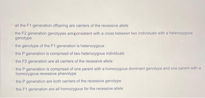 Solved all the F1 generation offspring are carriers of the | Chegg.com