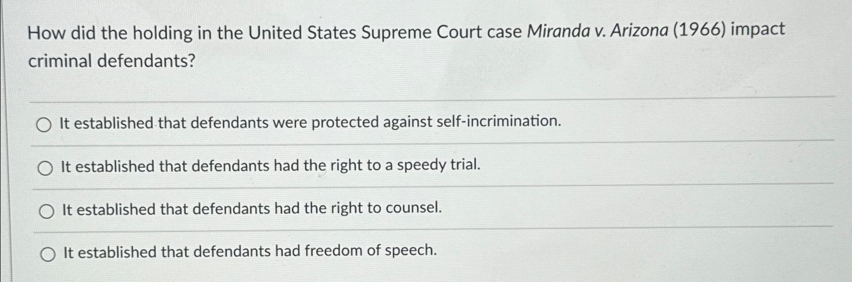 Solved How did the holding in the United States Supreme | Chegg.com