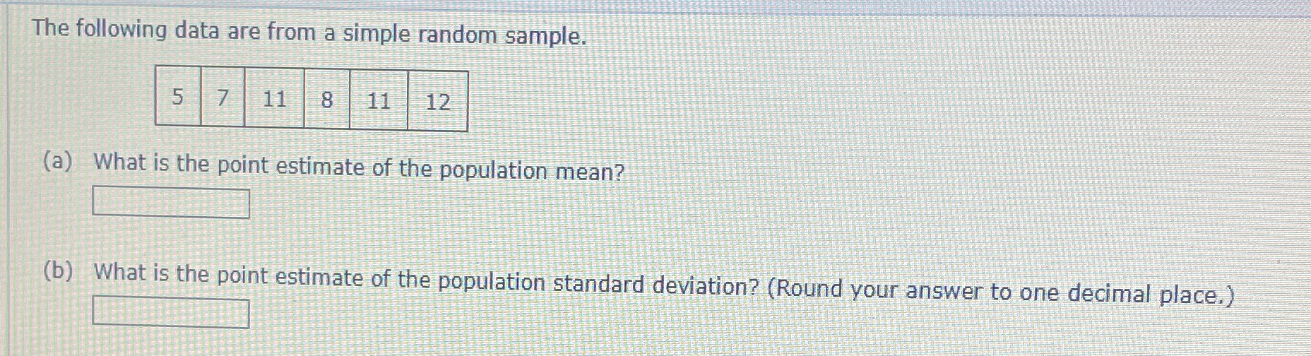 Solved The following data are from a simple random | Chegg.com