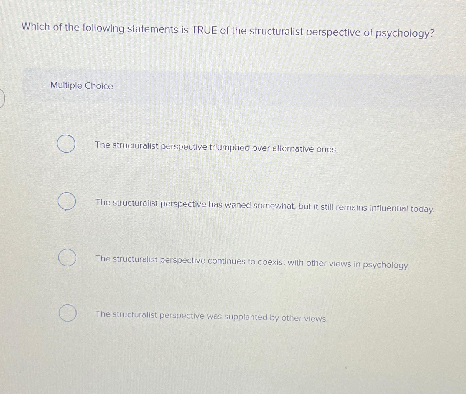 Solved Which of the following statements is TRUE of the | Chegg.com