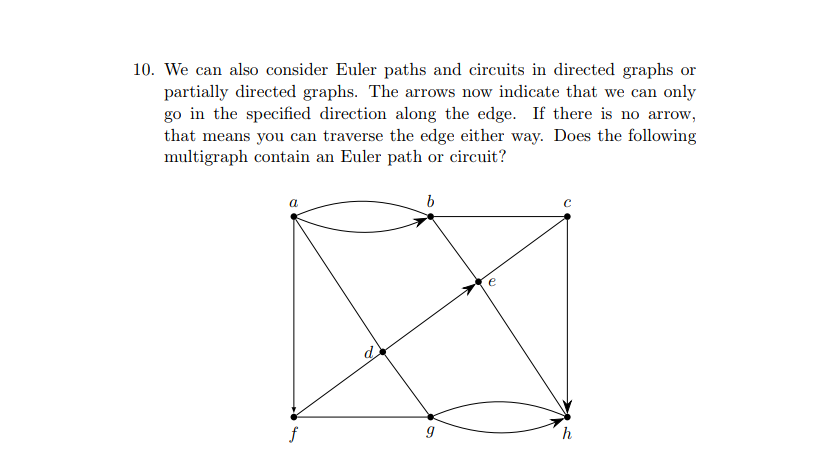 Solved 10. We can also consider Euler paths and circuits in | Chegg.com