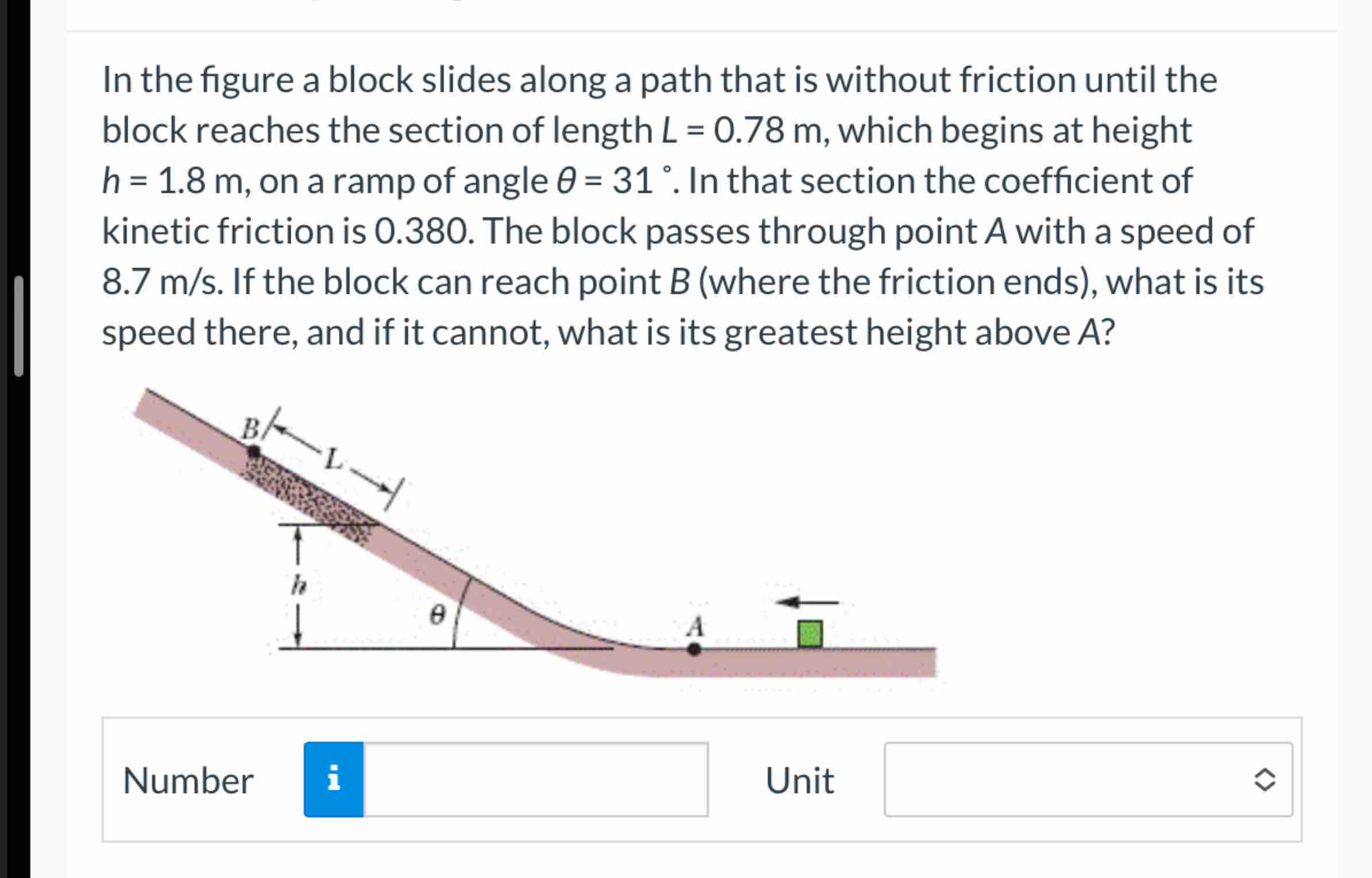 Solved In ﻿the figure a block slides along a path that is | Chegg.com