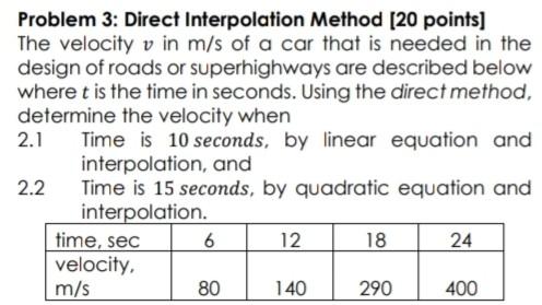 Solved Problem 3: Direct Interpolation Method [20 points] | Chegg.com