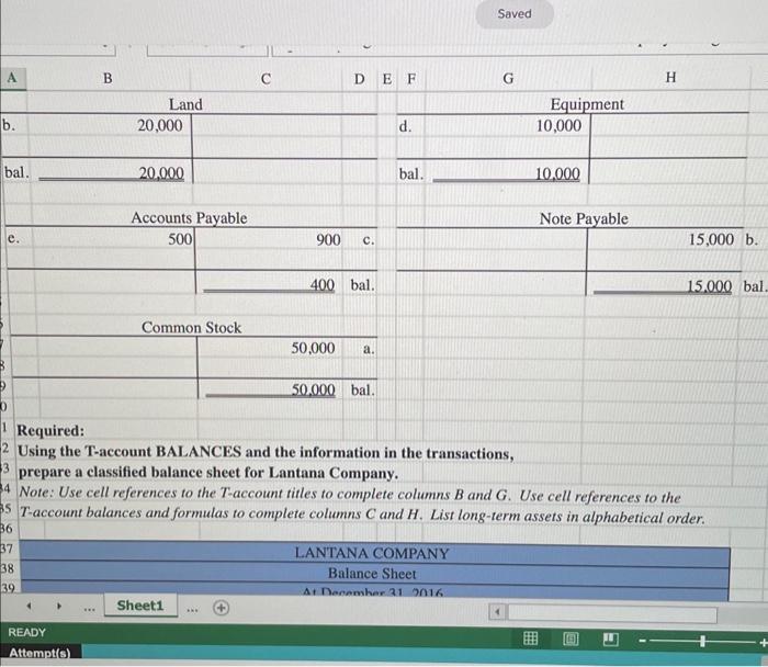 Solved Preparing a Classified Balance Sheet using Excel's | Chegg.com