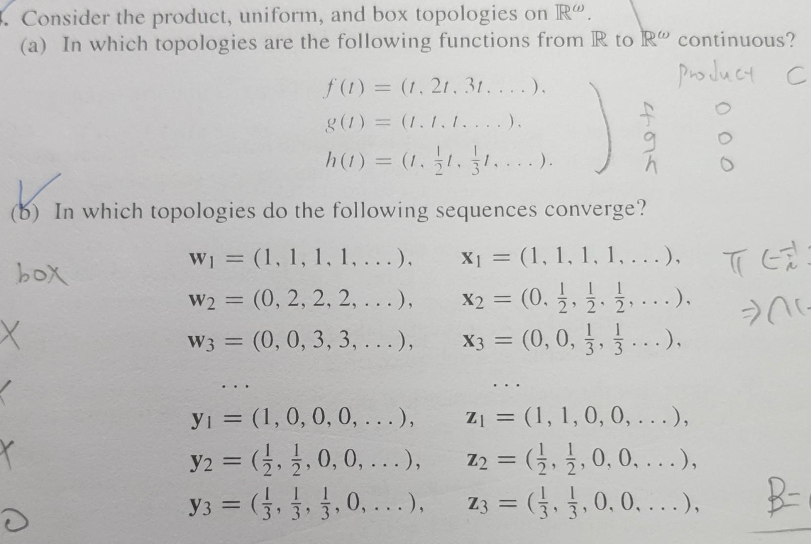 Solved Consider the product, uniform, and box topologies on | Chegg.com