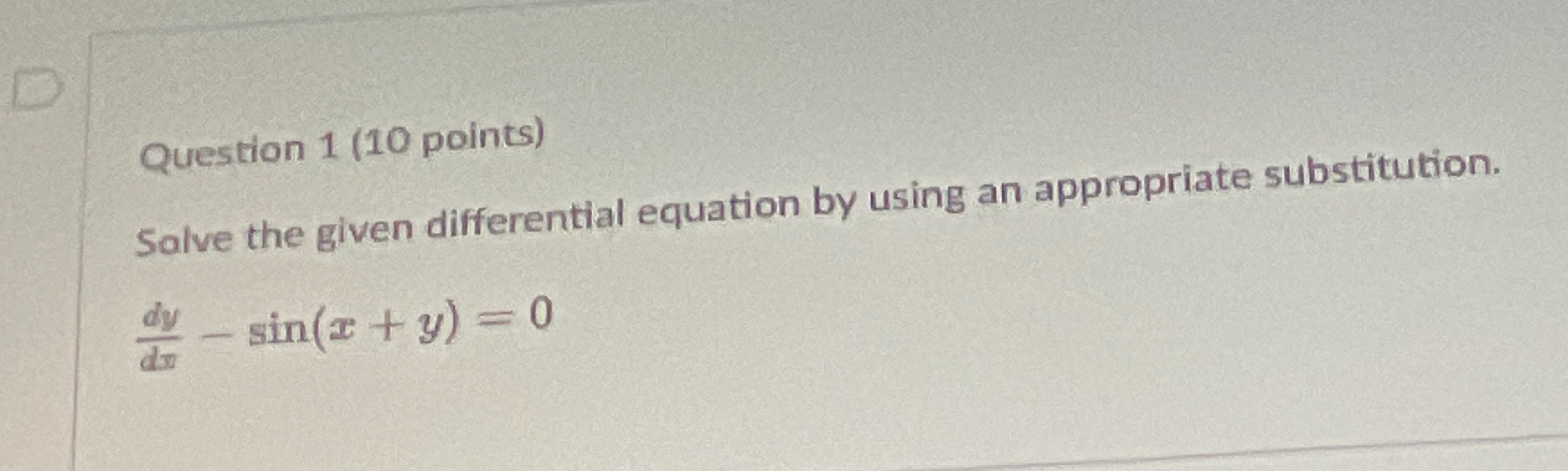 Solved Question 1 (10 ﻿points)Salve the given differential | Chegg.com