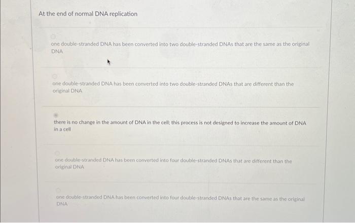 Solved At the end of normal DNA replication one | Chegg.com