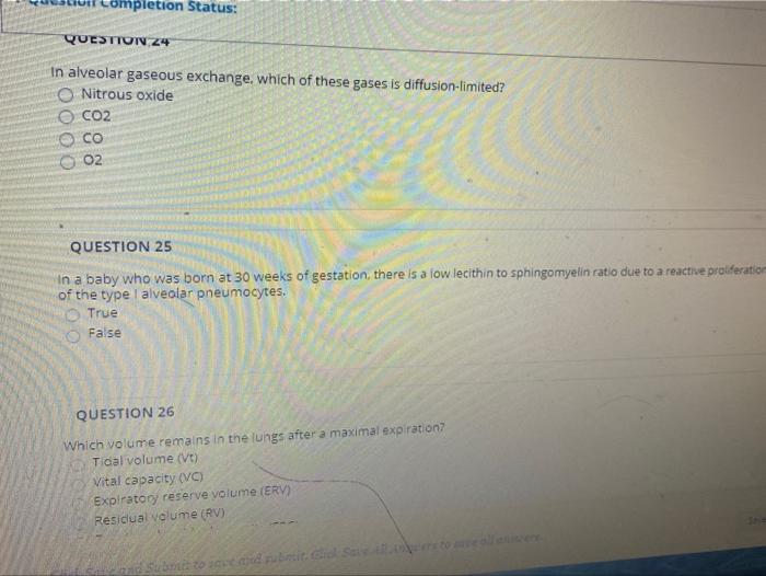 Solved completion Status: QUESTTUN 24 In alveolar gaseous | Chegg.com