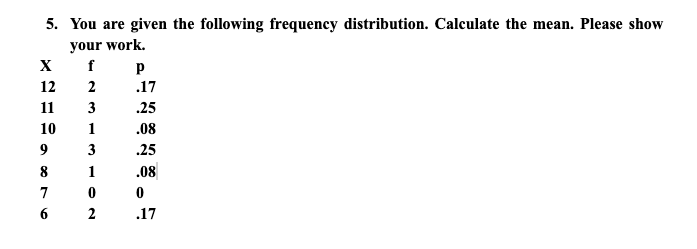Solved You are given the following frequency distribution. | Chegg.com