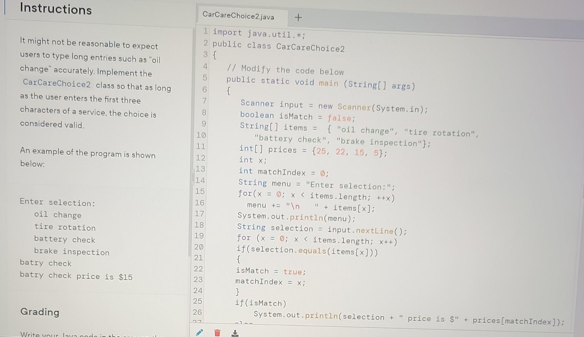 Solved Instructions27 28 29 30 31 else System.out.println( | Chegg.com