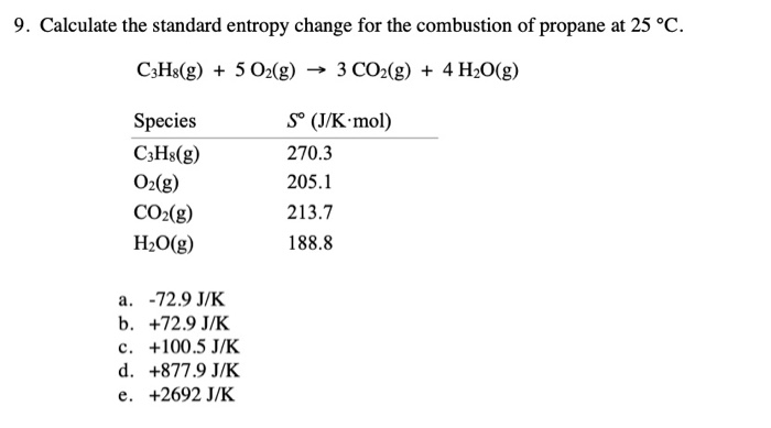 Solved 9. Calculate the standard entropy change for the | Chegg.com