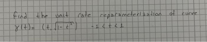 Solved Find the unit rate reparameterization of curve | Chegg.com