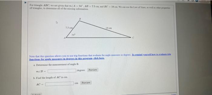 Solved of triangles, to determine all of the mathine | Chegg.com