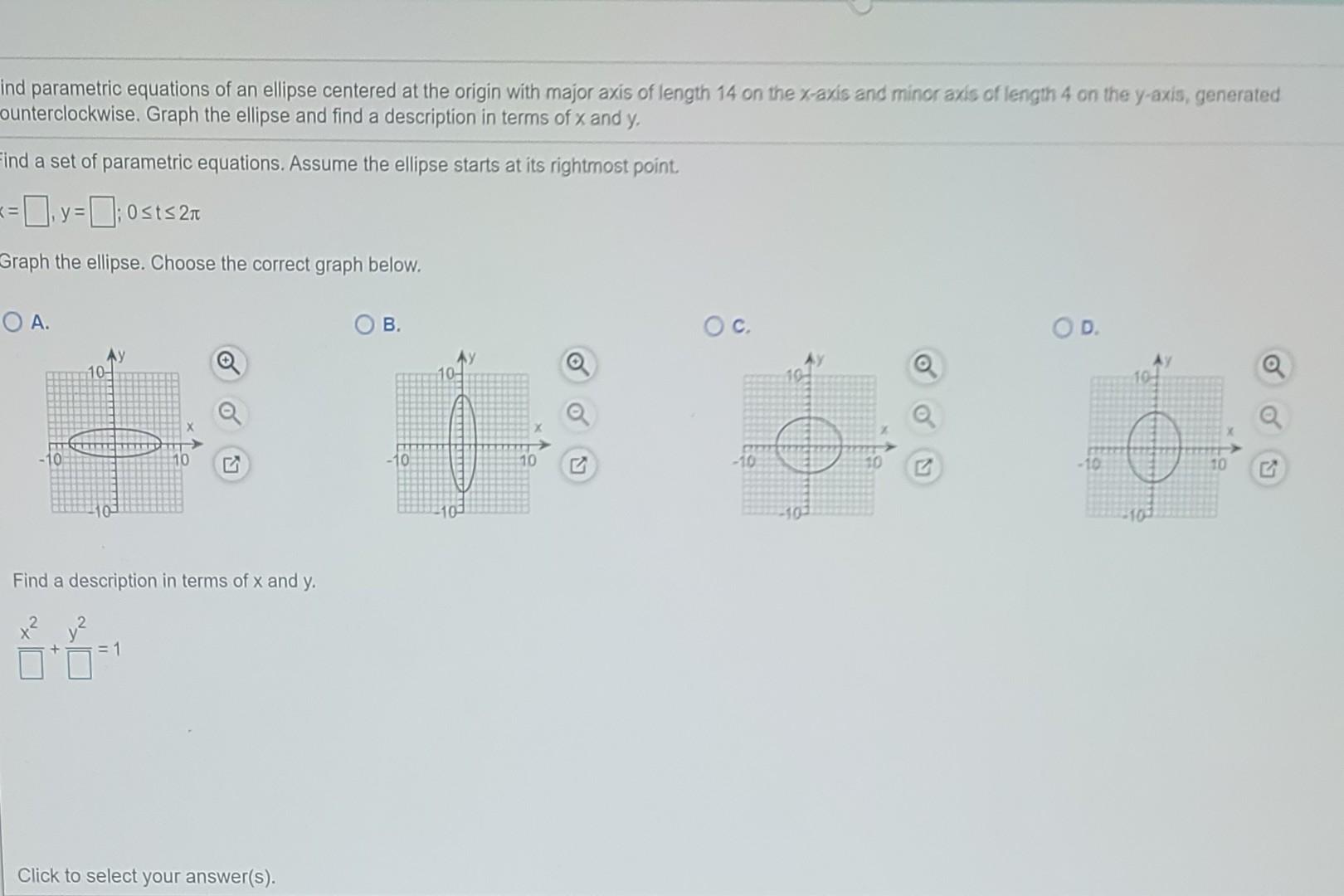 Solved ind parametric equations of an ellipse centered at | Chegg.com