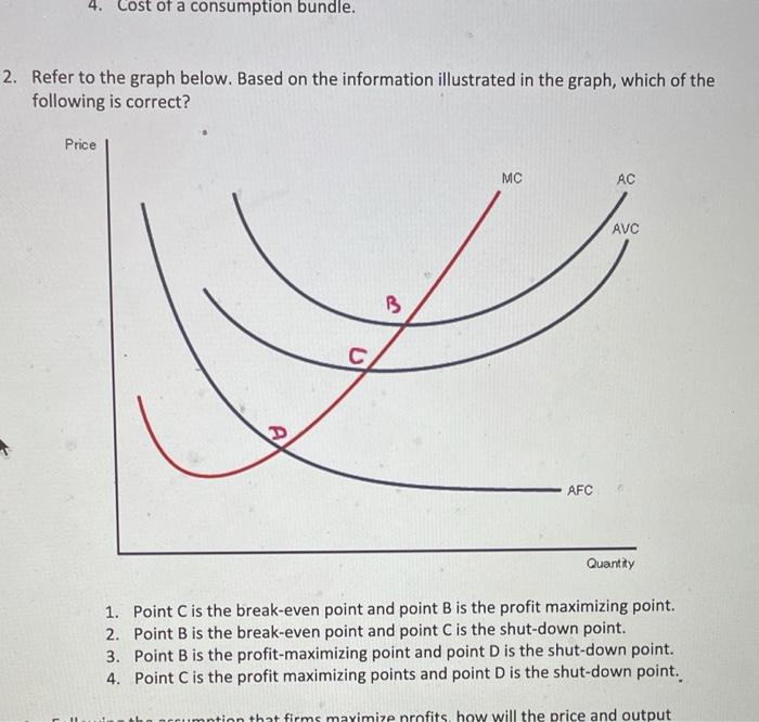 Solved 4. Cost of a consumption bundle. 2. Refer to the | Chegg.com