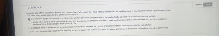 QUESTION 17 Astrober of doctors and the number of | Chegg.com