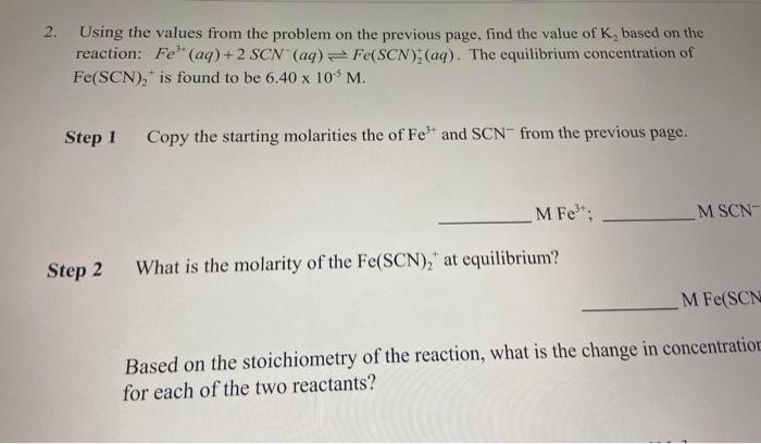 Solved 1. A student mixes 5.00 mL of 2.00 x 10' M Fe(NO), | Chegg.com