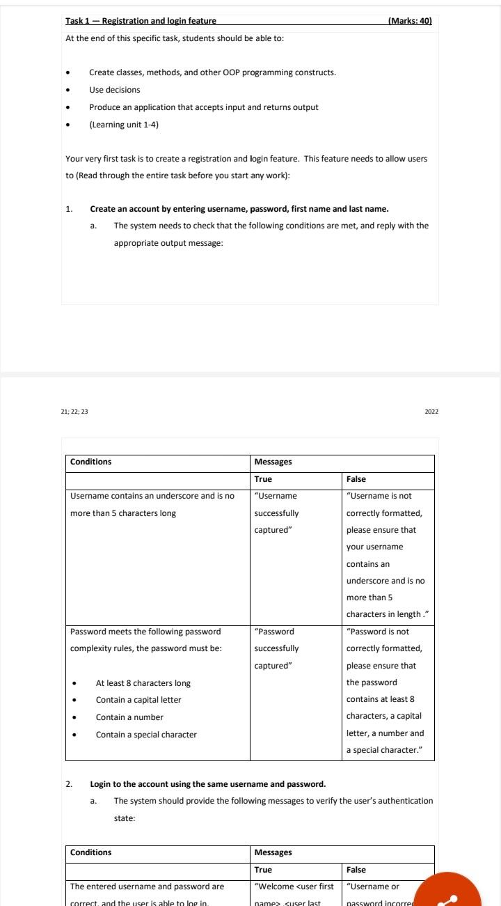 [Solved]: Task 1 - Registration and log