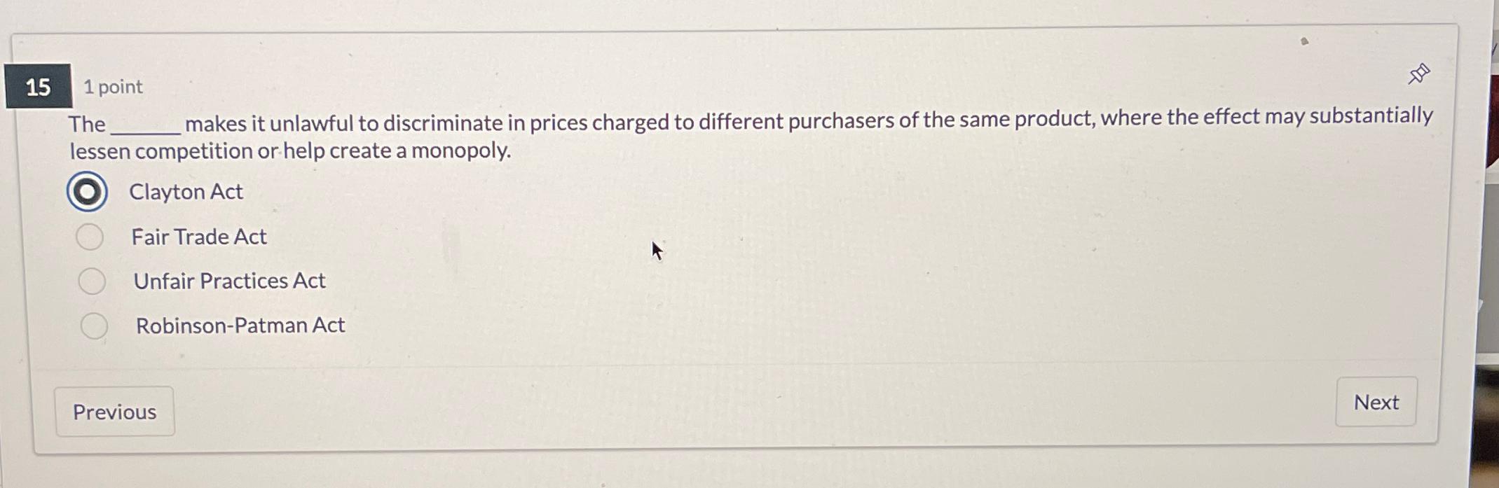 Solved 151 ﻿pointThe makes it unlawful to discriminate in | Chegg.com