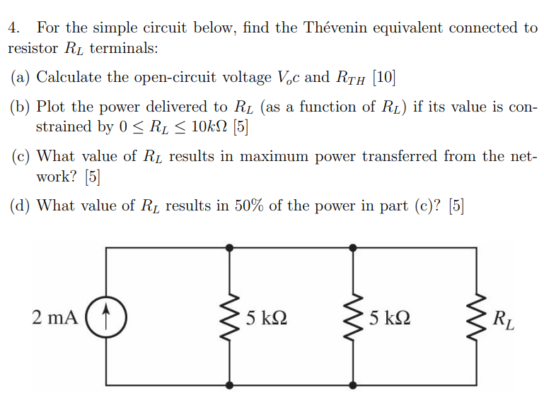 Solved 4. For the simple circuit below, find the Thévenin | Chegg.com