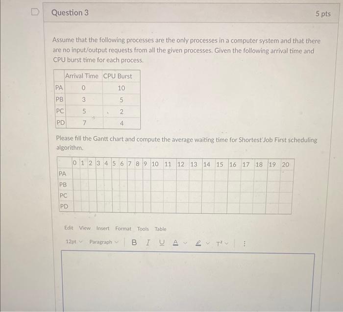 Solved Assume that the following processes are the only | Chegg.com