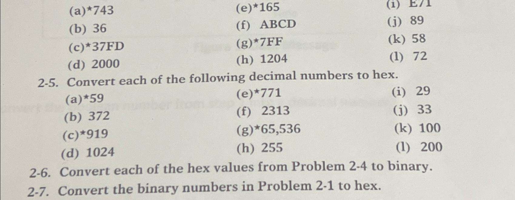 Solved (i) ﻿E71(h) 12042-6. ﻿Convert each of the hex values | Chegg.com