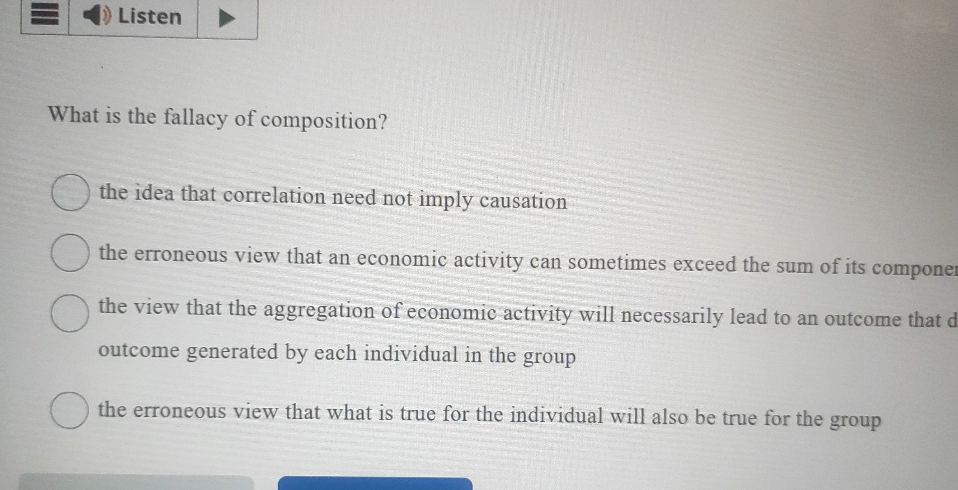 Solved What is the fallacy of composition?the idea that | Chegg.com