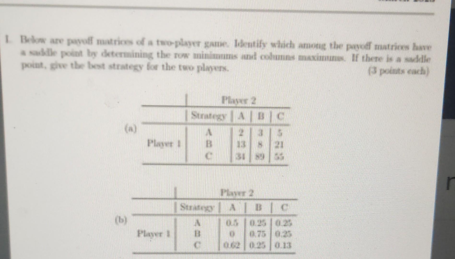 a sablle poibt bo deternining the row minimaus and | Chegg.com