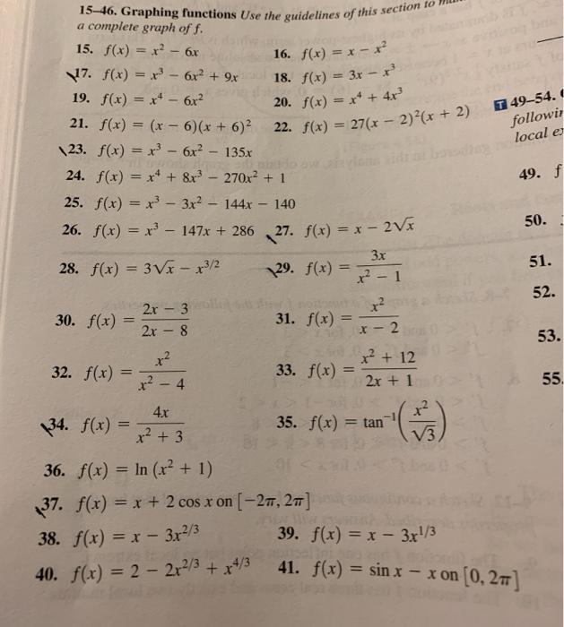 Solved 15-46. Graphing functions Use the guidelines of this | Chegg.com