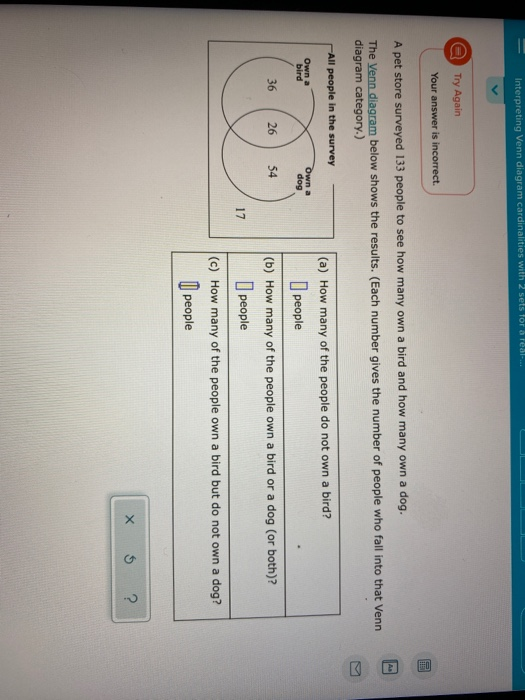 Solved Interpreting Venn diagram cardinalities with 2 sets | Chegg.com