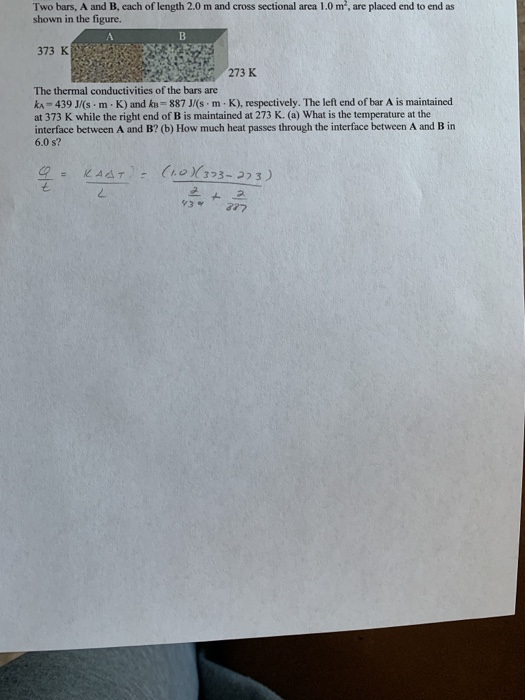 Solved Two bars, A and B, each of length 2.0 m and cross | Chegg.com