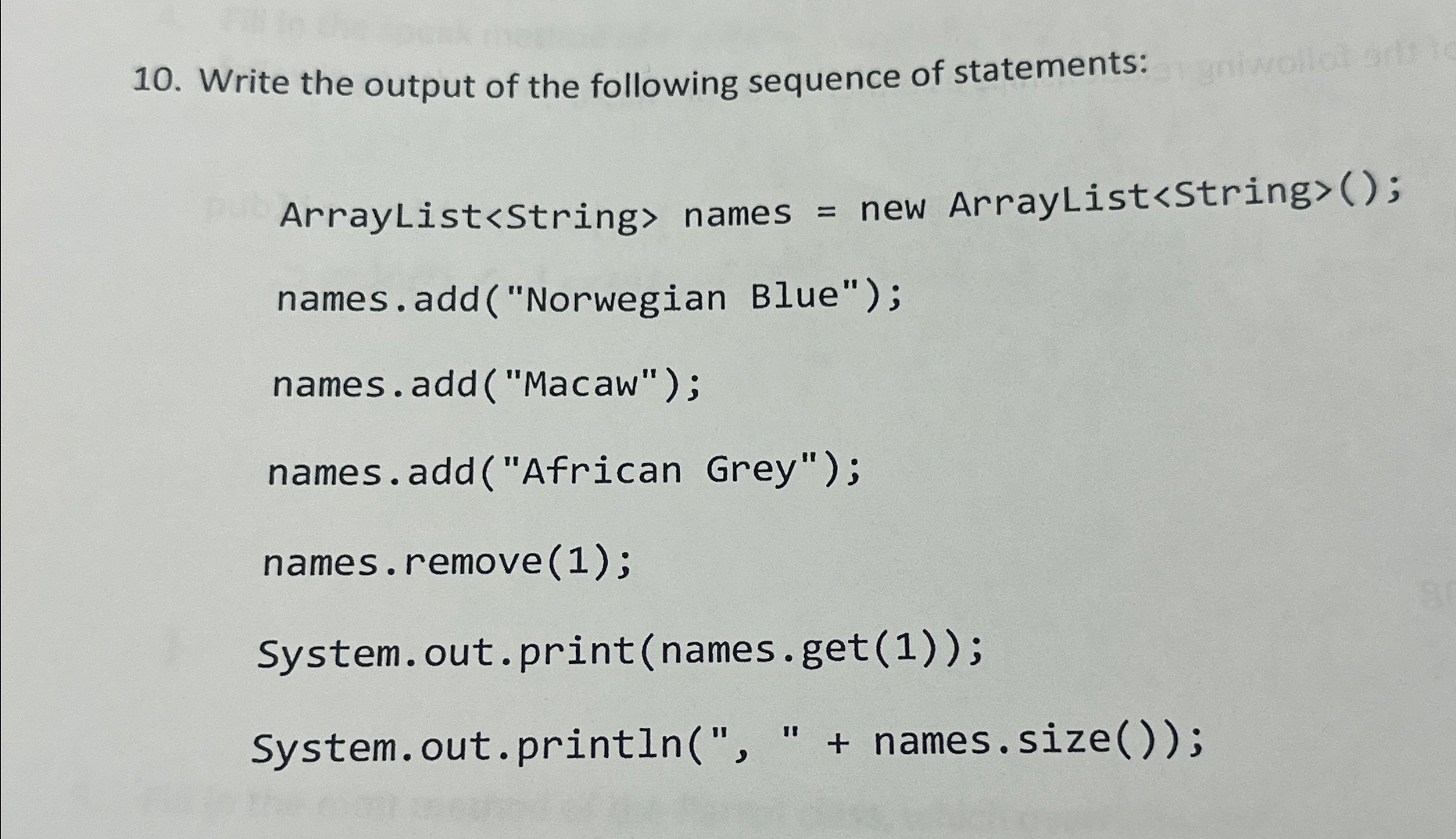 Solved Write the output of the following sequence of | Chegg.com