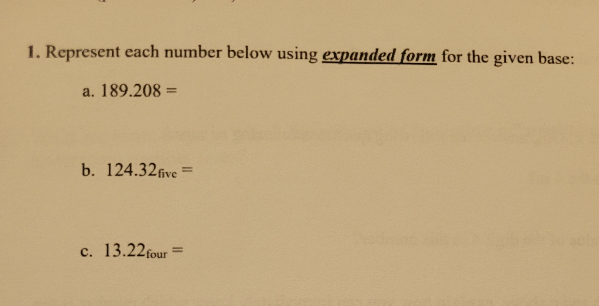 Solved Represent each number below using expanded form for | Chegg.com