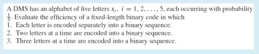 Solved A DMS has an alphabet of five letters | Chegg.com