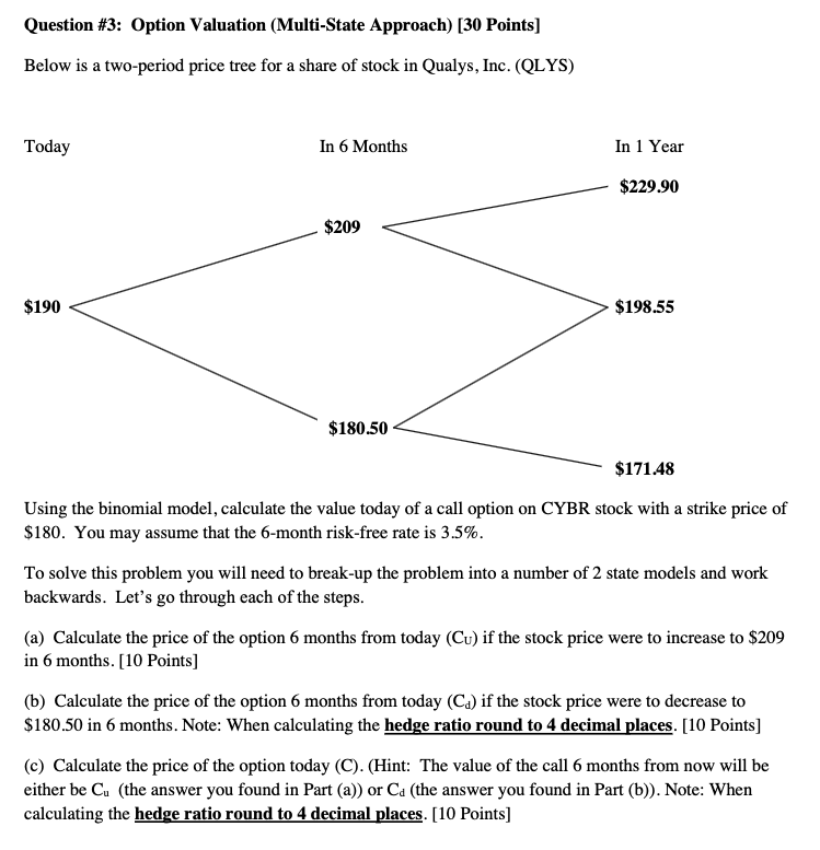 Solved Question #3: Option Valuation (Multi-State | Chegg.com