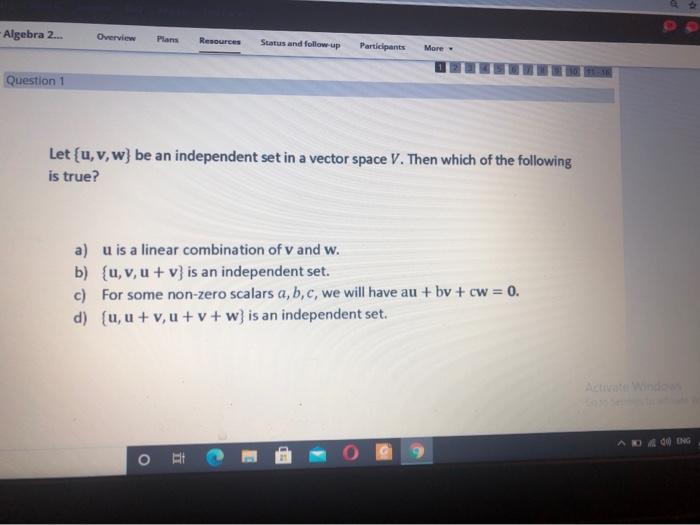 Solved Algebra 2... Overview Plans Resources Status and | Chegg.com