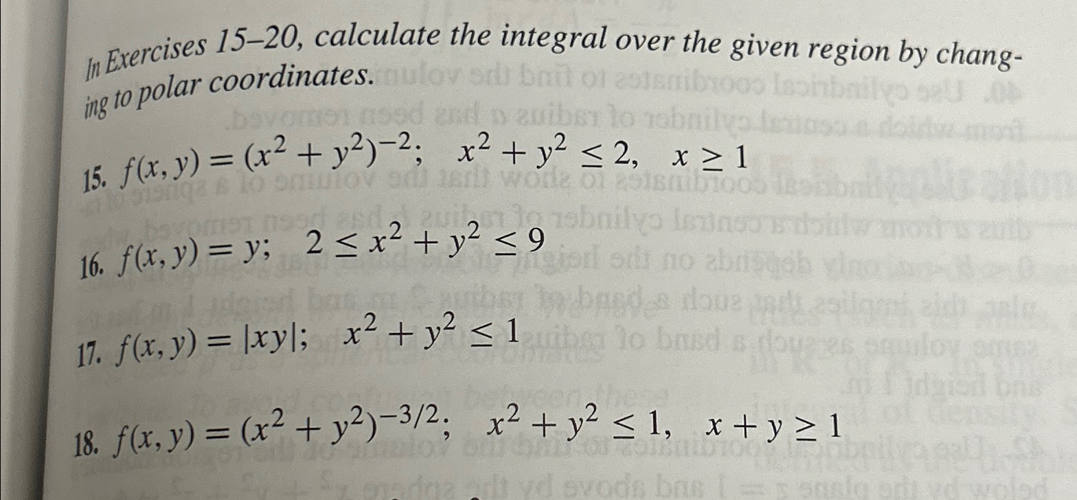 Solved In Exercises 15-20, ﻿calculate the integral over the | Chegg.com