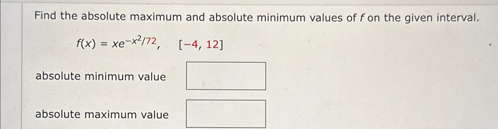Solved Find the absolute maximum and absolute minimum values | Chegg.com