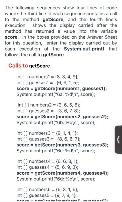 Solved The following sequences show four lines of code where | Chegg.com