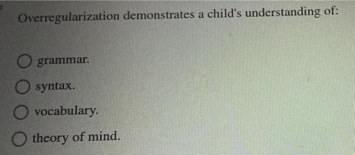 Solved Overregularization demonstrates a child's | Chegg.com