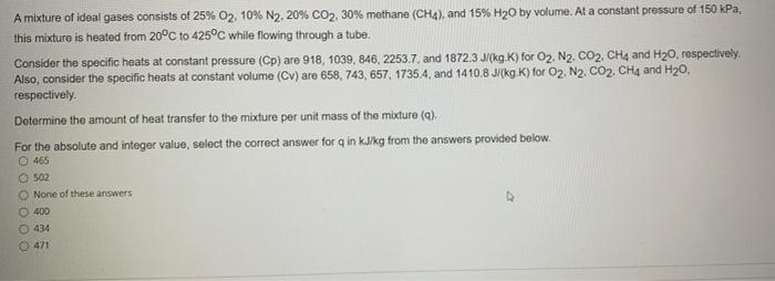 Solved A mixture of ideal gases consists of 25% O2, 10% N2, | Chegg.com