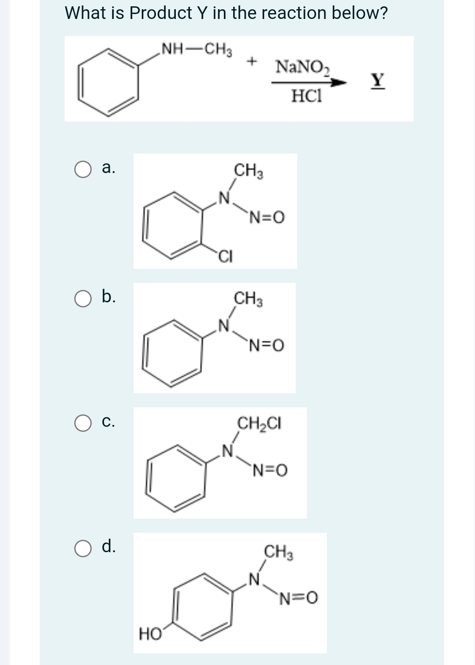 Solved What is Product Y ﻿in the reaction below?a.b.C.d. | Chegg.com